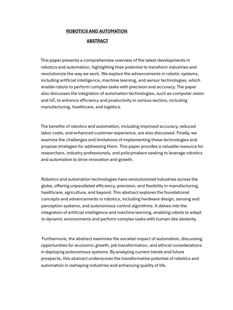 Document Seminar (1) | PDF | Automation | Robotics