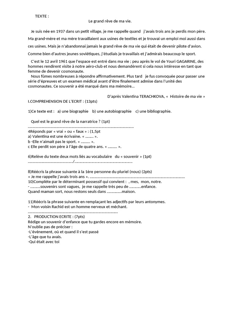 Sujet 3am Souvenir | PDF