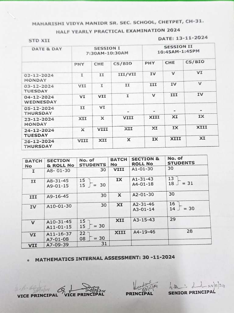 Grade 12 Practical Exam Schedule | PDF