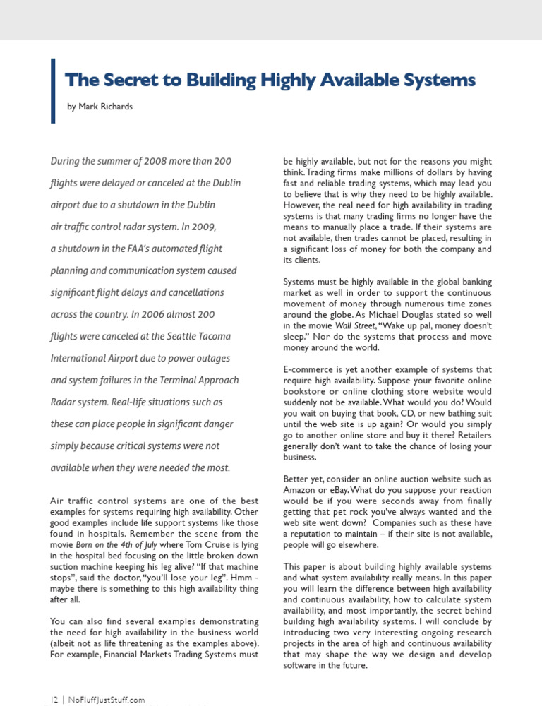 A Study On Designing High Availability Systems | PDF