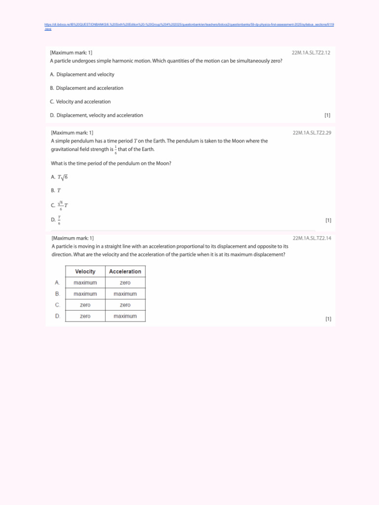C.1 Simple Harmonic Motion Past Paper (P1) | PDF | Technology & Engineering