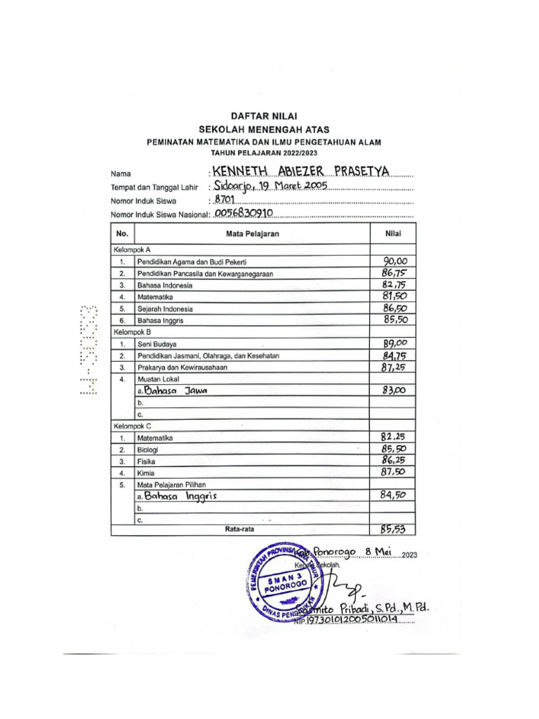 Scan Transkrip Nilai | PDF