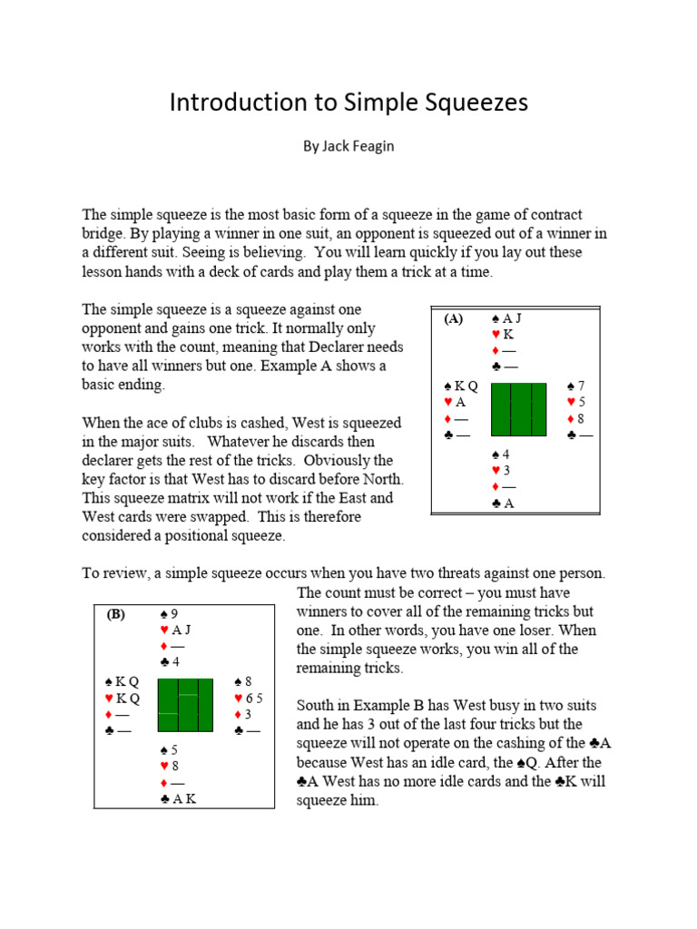 Dbaa 2009 Simple Squeezes | PDF | Contract Bridge | Playing Cards