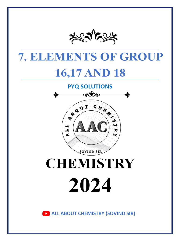 Group 16-18 Elements MHT-CET PYQs 2024 | PDF
