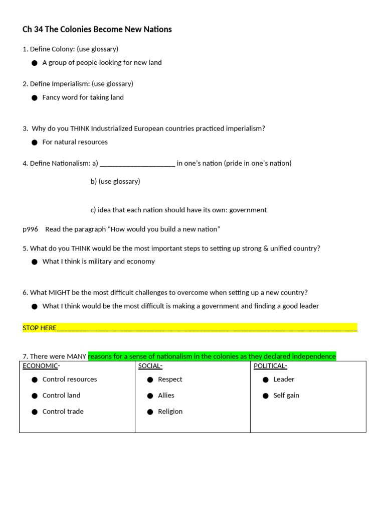 34 Colonies Become New Nations | PDF | Nationalism | Asia