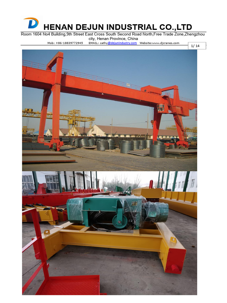 Dbe Quotation For 30ton Double Girder Gantry Crane | PDF | Crane ...
