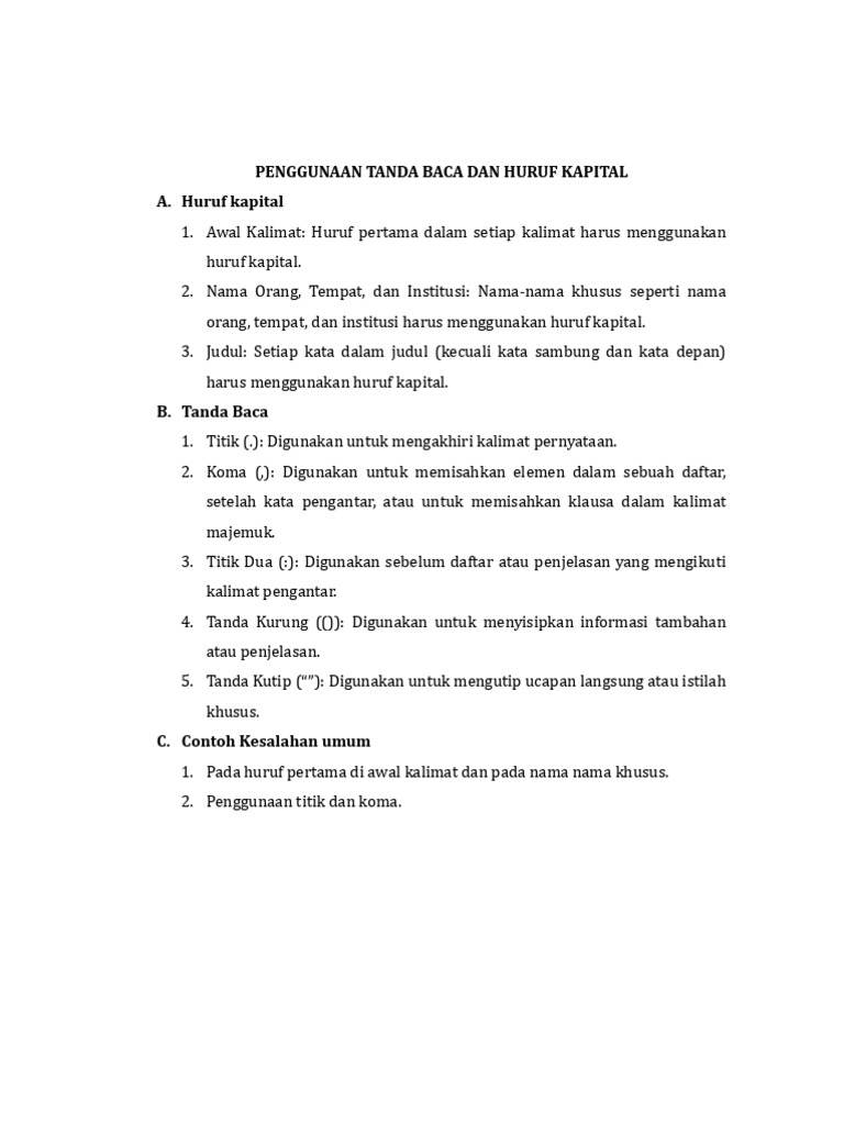 Penggunaan Tanda Baca Dan Huruf Kapital | PDF