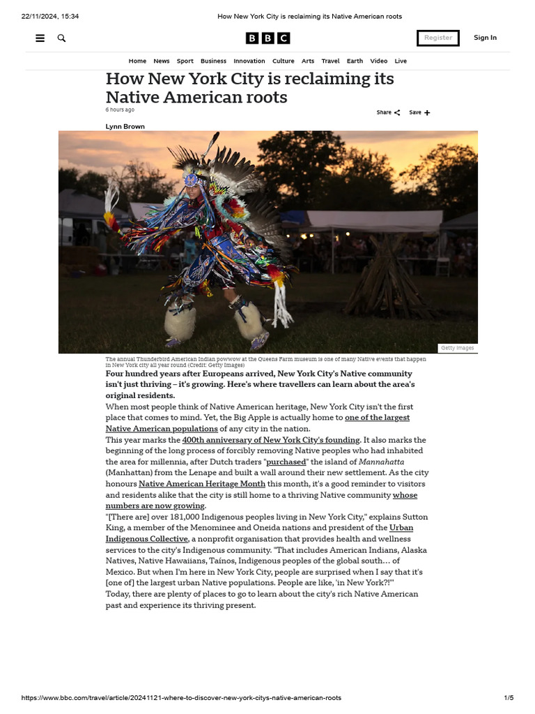 How New York City Is Reclaiming Its Native American Roots | PDF | New ...