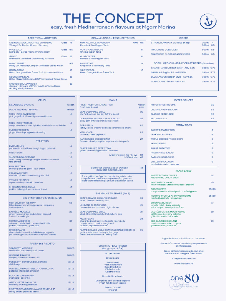 One80 Kitchen Gozo Menu SPR To Sum 2024 WEB | PDF | Pickling | French Fries