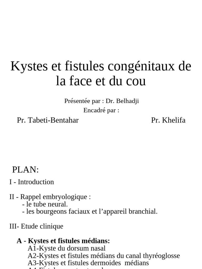 Kystes et Fistules Congénitaux du Cou | PDF | Thyroïde | Anatomie humaine