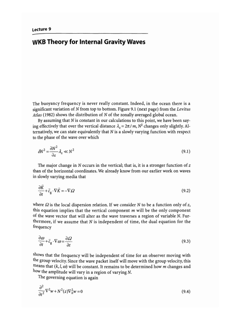 WKB Theory Internal Waves - Pedlosky | PDF