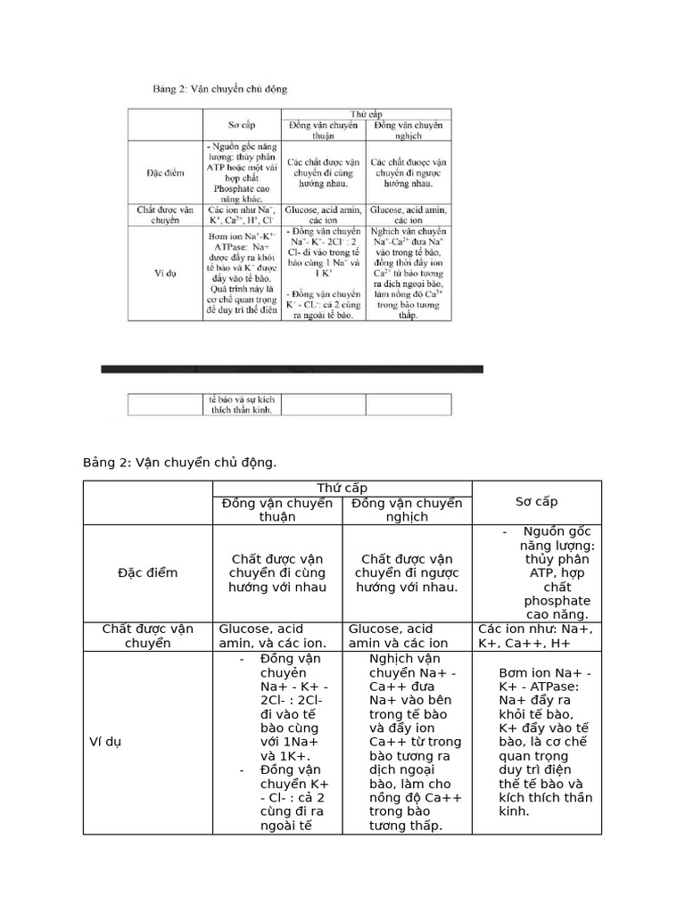 Bảng 2 sinh lí | PDF