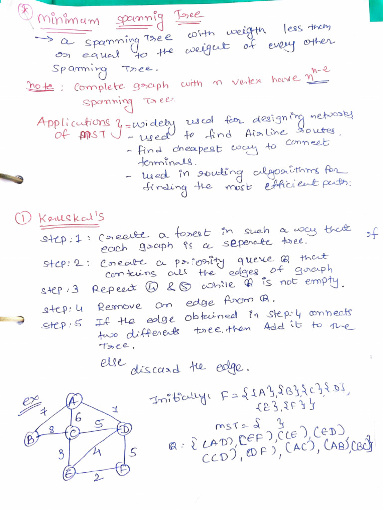 Ds ch-3 Minimum Spanning Tree | PDF | Graph Theory | Mathematical Relations
