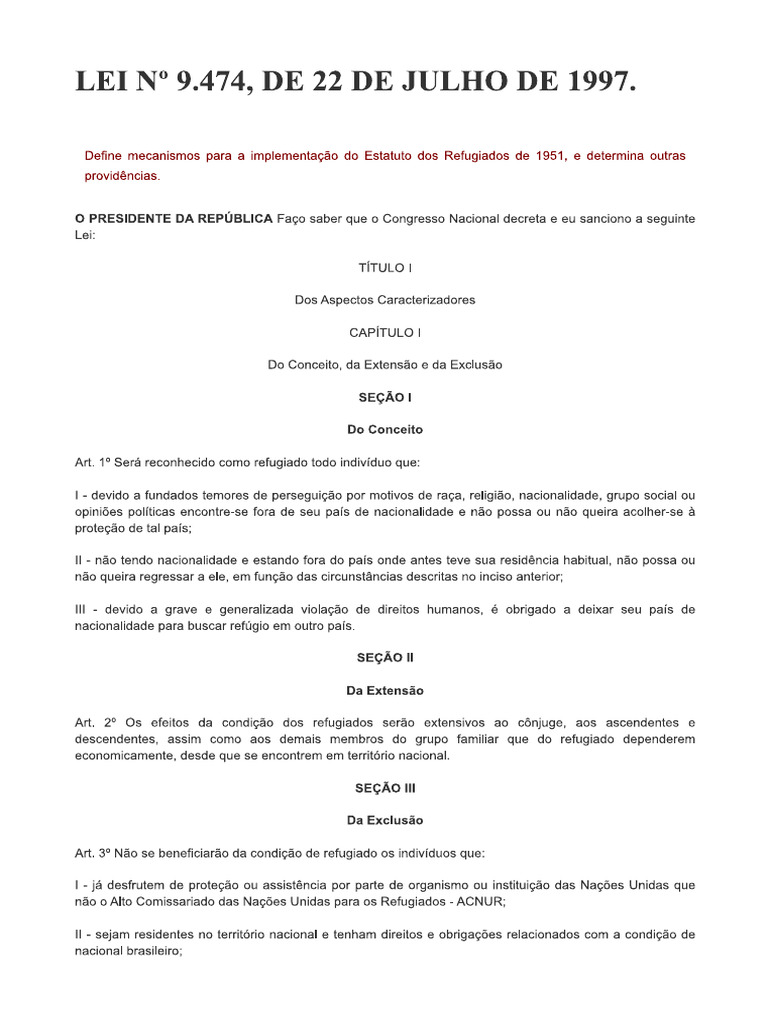Lei 9.474 | PDF