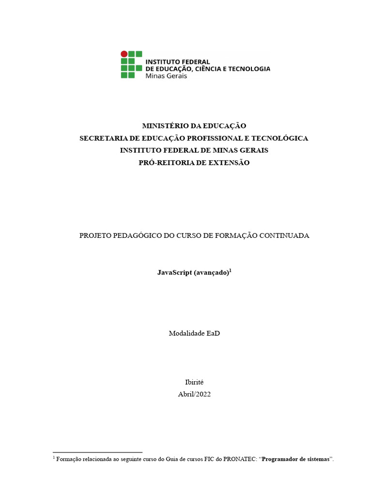 (Projeto Pedagógico) JavaScript (Avançado) | PDF | Script Java ...
