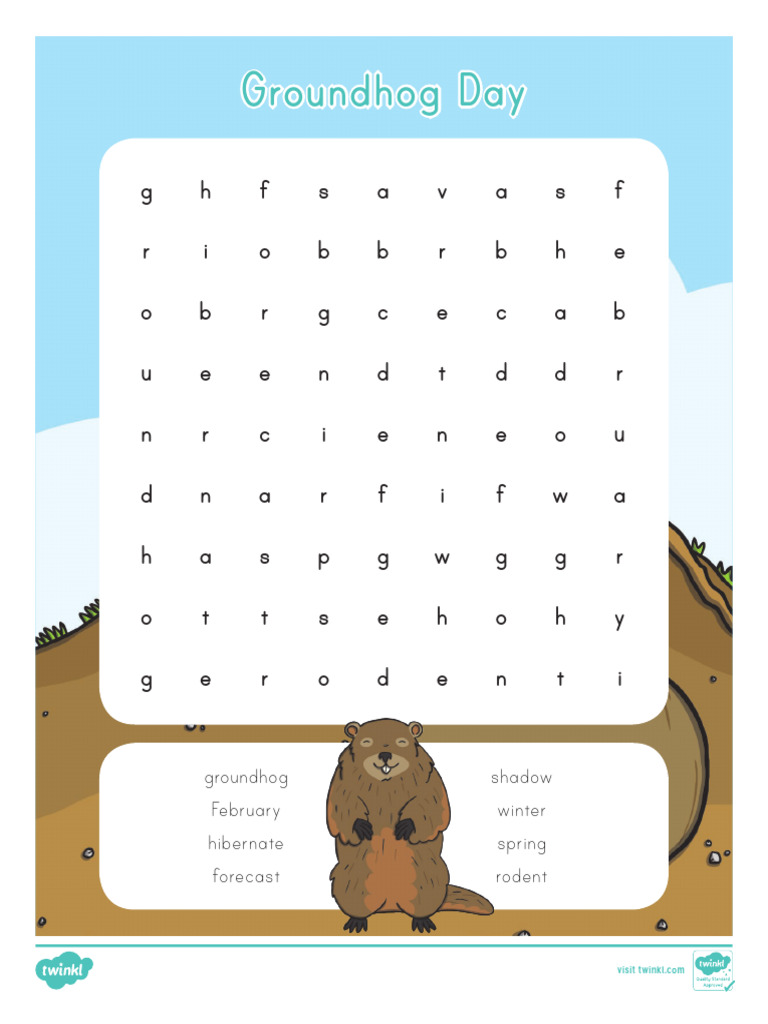 Groundhog Day Word Search Puzzle | PDF