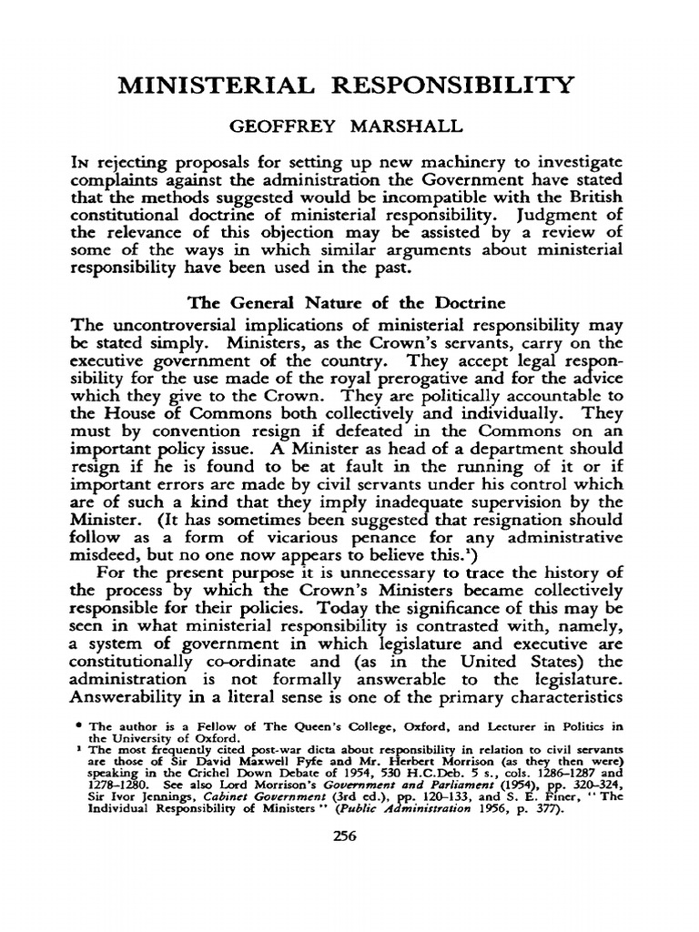 Ministerial Responsibility | PDF | House Of Commons Of The United ...