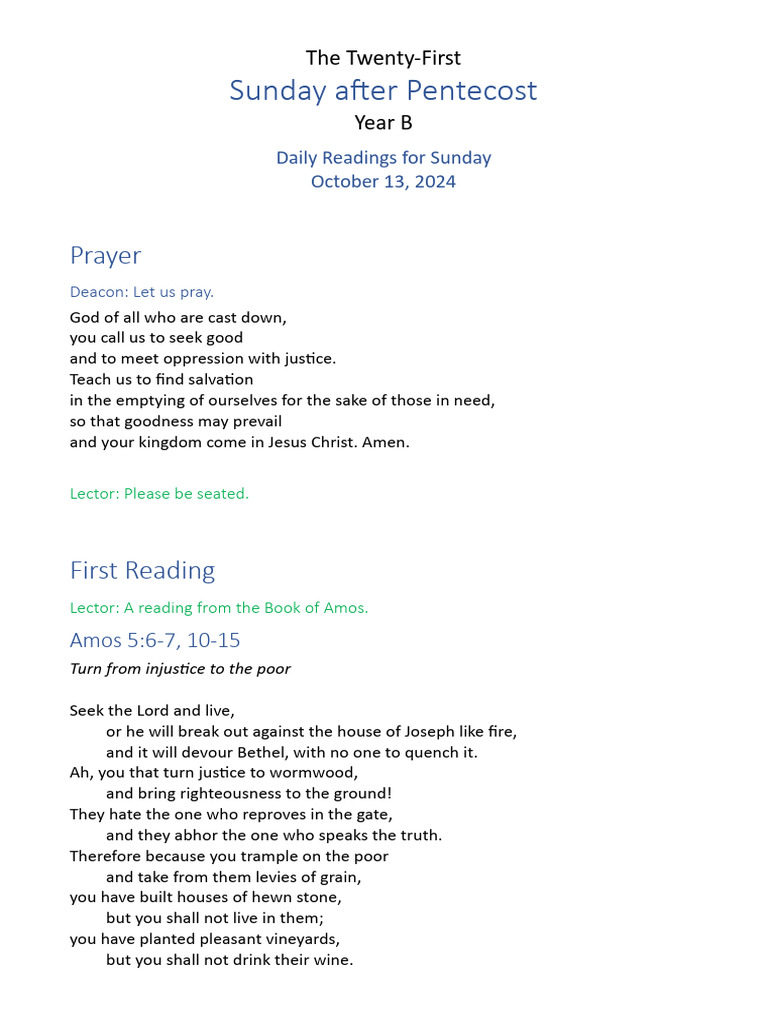 Lectionary Readings 10132024 | PDF | Jesus | Sin