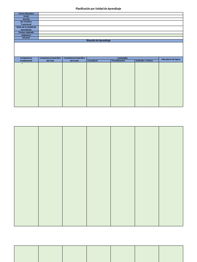 Planificación Por Unidad de Aprendizaje | PDF