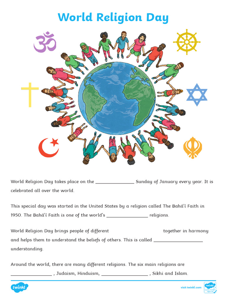 T TP 1672227163 World Religion Day Cloze Activity - Ver - 4 | PDF | God ...