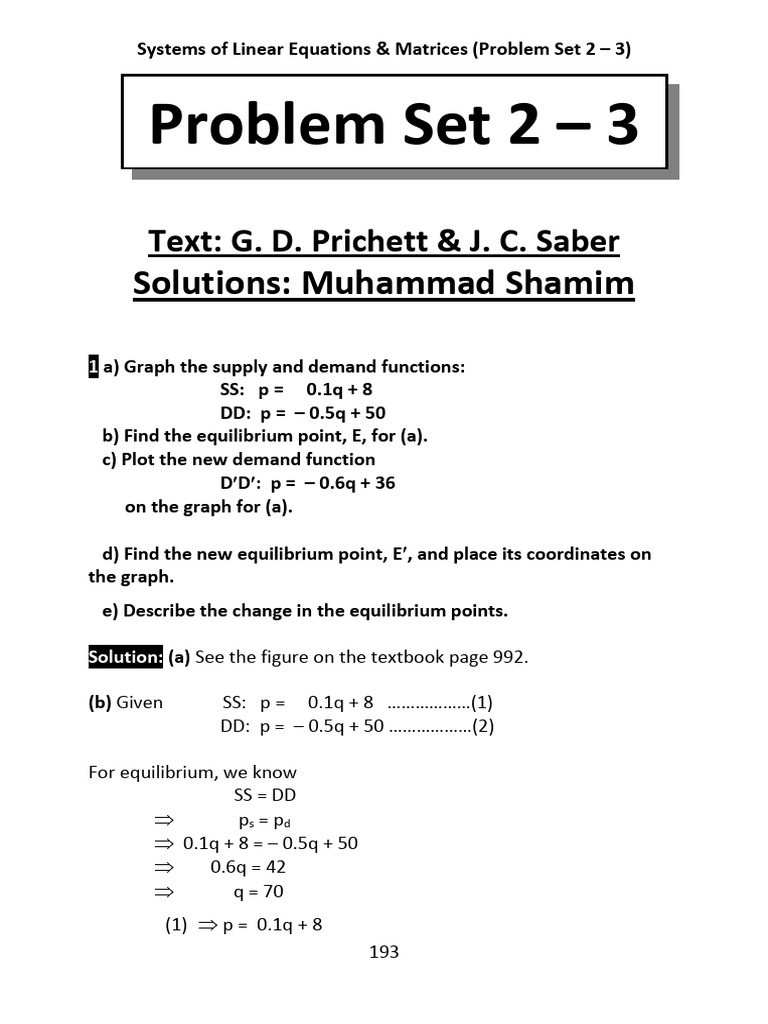 2 3 Problem Set 2 3 Pdf Economic Equilibrium Demand