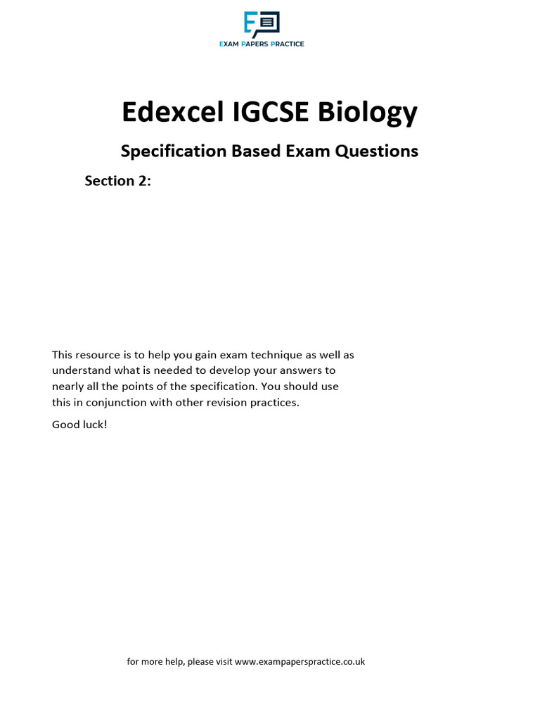 Edexcel IGCSE Biology Specification Questions Part 2 Section 2 | PDF ...