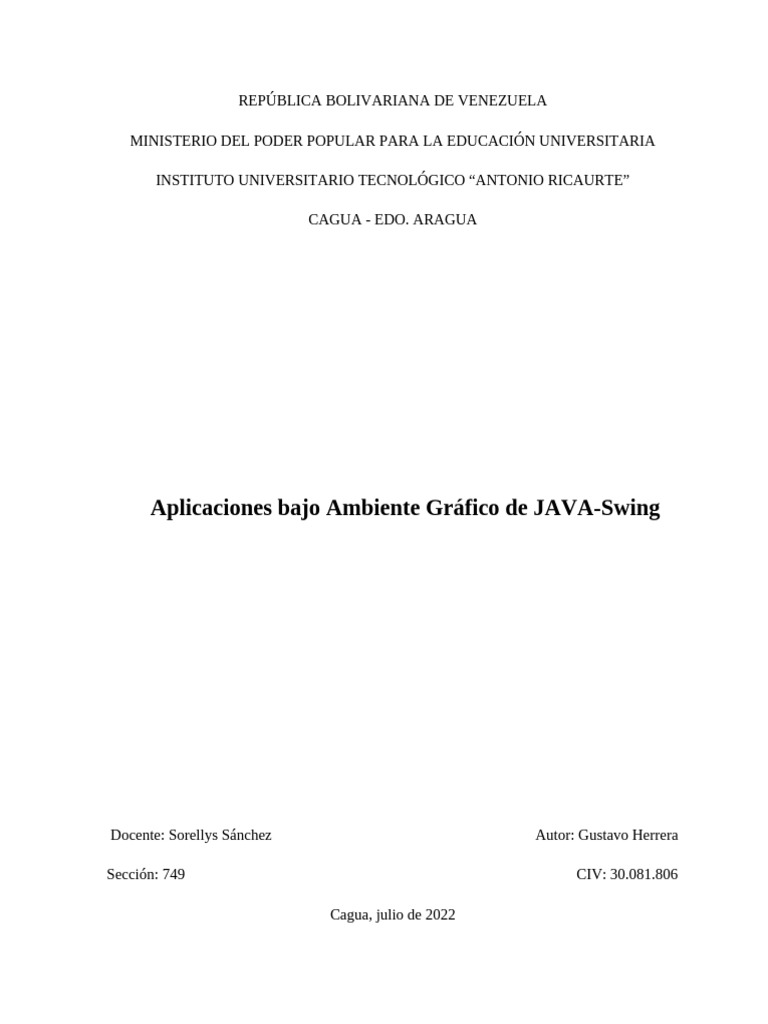 JAVA Swing | PDF | Java (lenguaje de programación) | Desarrollo de software