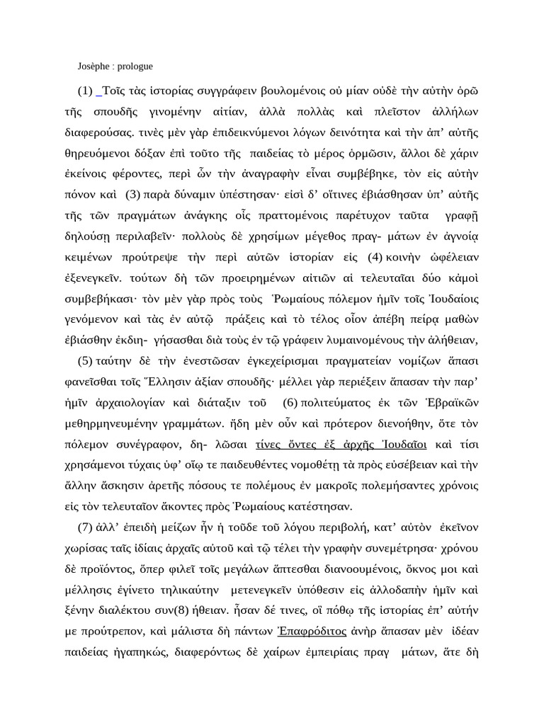 Antiquités Judaïques - Préambule - Grec | PDF