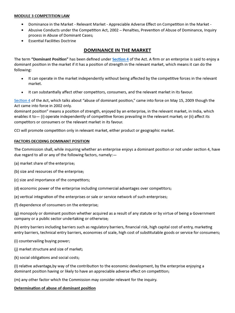 Mod 3 Competition law | PDF | Monopoly | Business