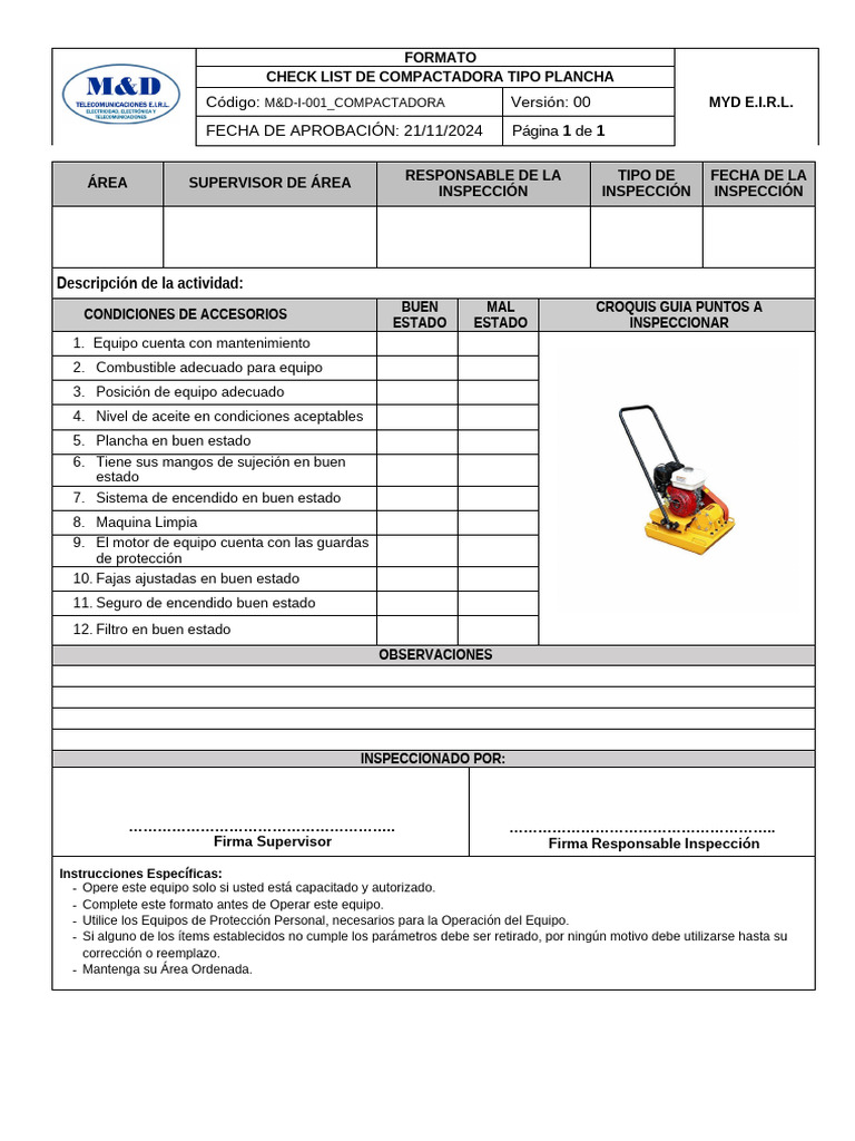 Check List Compactador Tipo Plancha | PDF