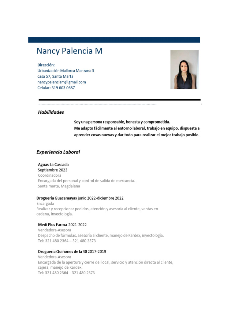 CV Nancy-1-3 | PDF | Crecimiento personal y profesional | Negocios