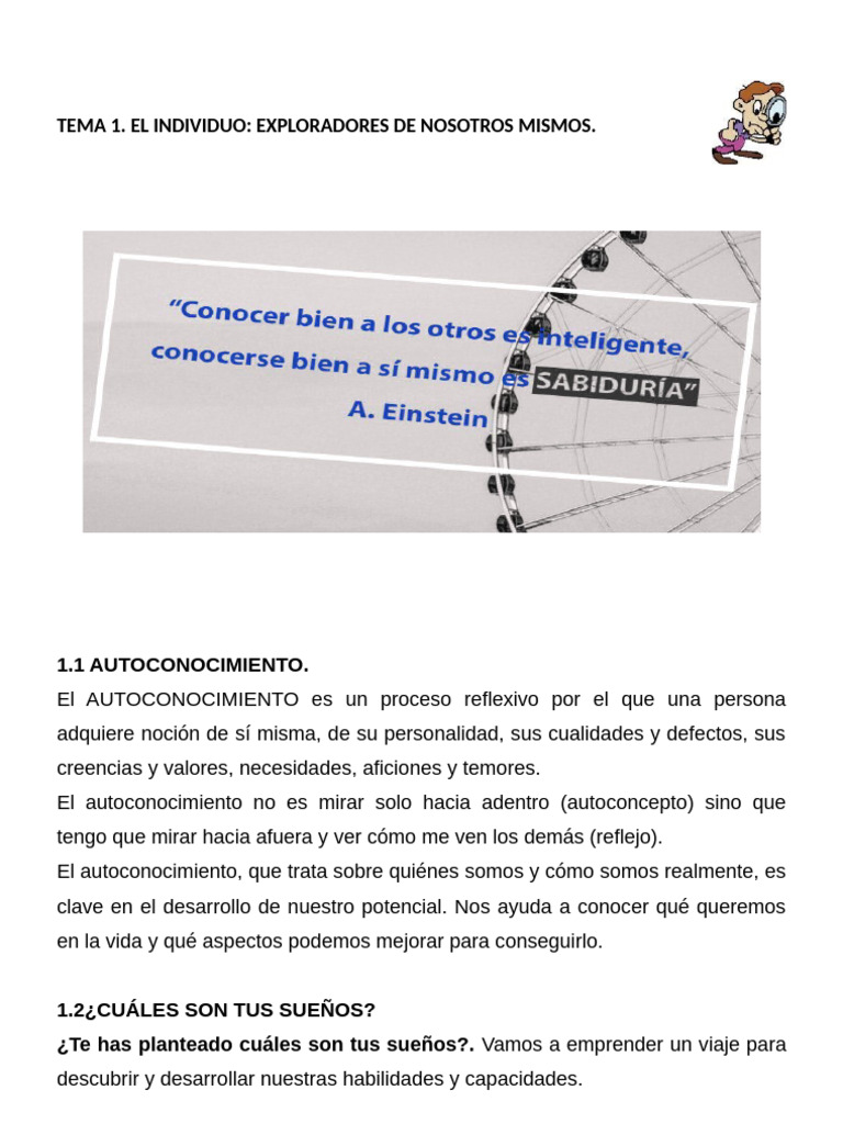 Tema 1. Conocete A Ti Mismo | PDF | Autoestima | Motivacional