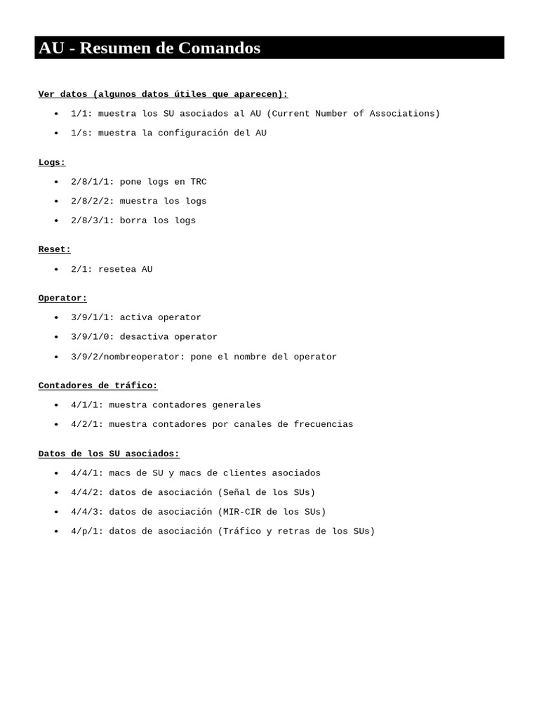 Au Resumen De Comandos Pdf