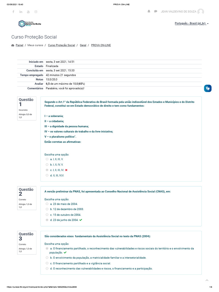 PROVA ON-LINE | PDF | Brasil | Administração pública