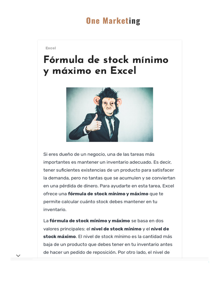 Cálculo de Stock Mínimo y Máximo en Excel | PDF | Microsoft Excel ...