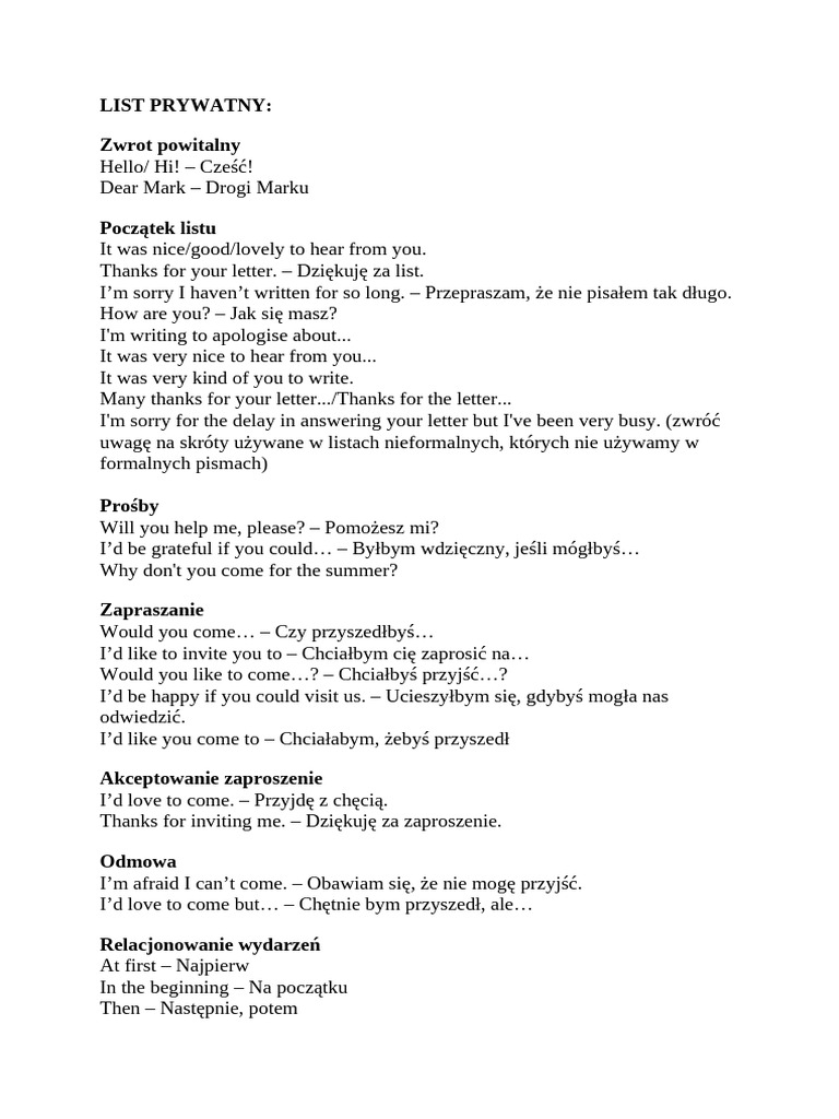 Zwroty I Słownictwo Do Rozprawki Po Angielsku | PDF