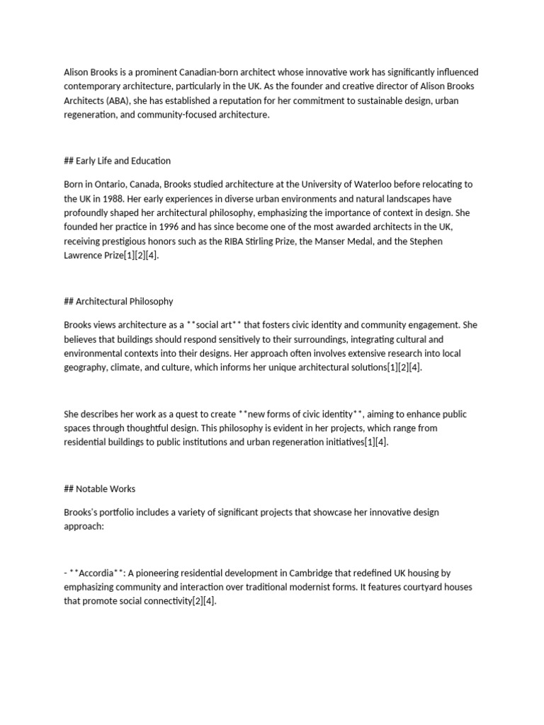 Alison Brooks: Transformative Architect | PDF | Natural Environment