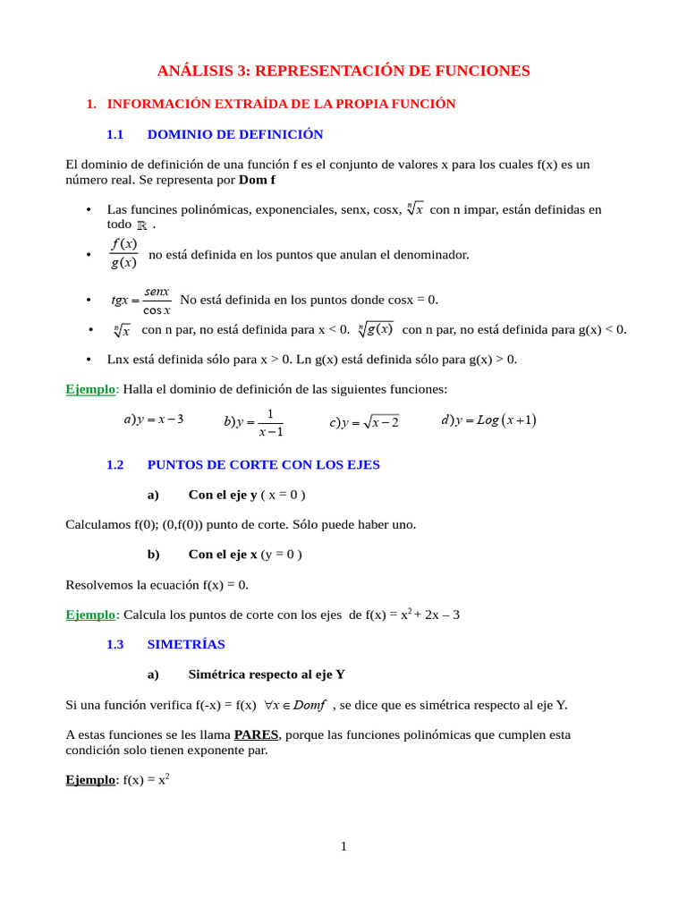 Análisis3. Representación de Funciones | PDF | Asíntota | Relaciones matematicas