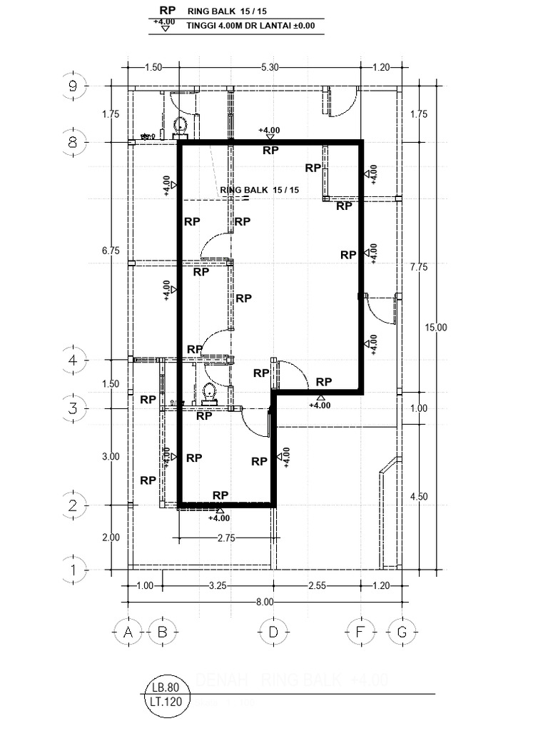 Denah Ring Balk +4.00: LB.80 LT.120 | PDF