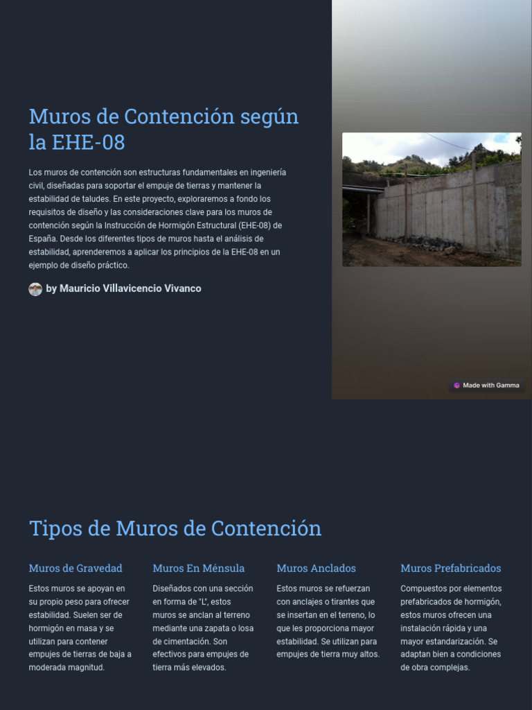 Muros de Contencion Segun La EHE 08 | PDF | Fundación (Ingeniería) | Hormigón
