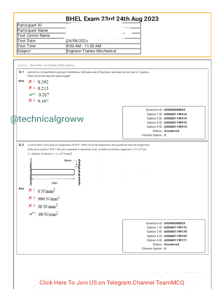 Bhel Et 24 Aug Mech Paper @technicalgroww - 230830 - 005748 | PDF