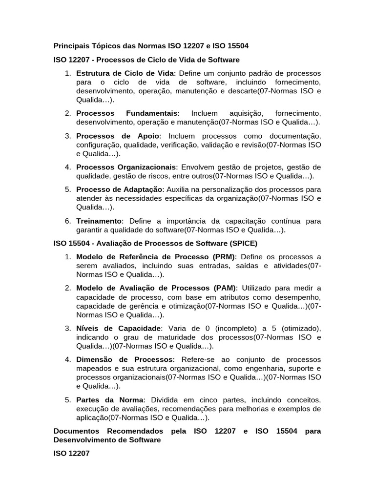 Normas ISO 12207 e 15504: Resumo e Documentos | PDF | Engenharia de ...