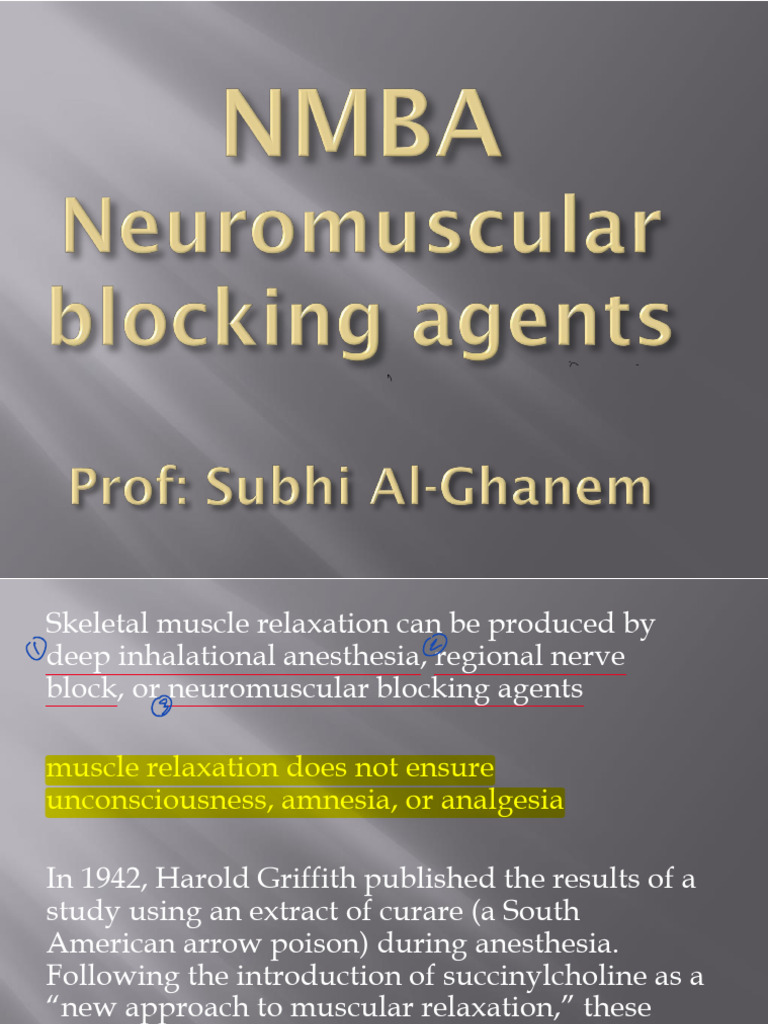 Anesthesia 11 Skeletal Muscle Relaxants | PDF | Acetylcholine ...