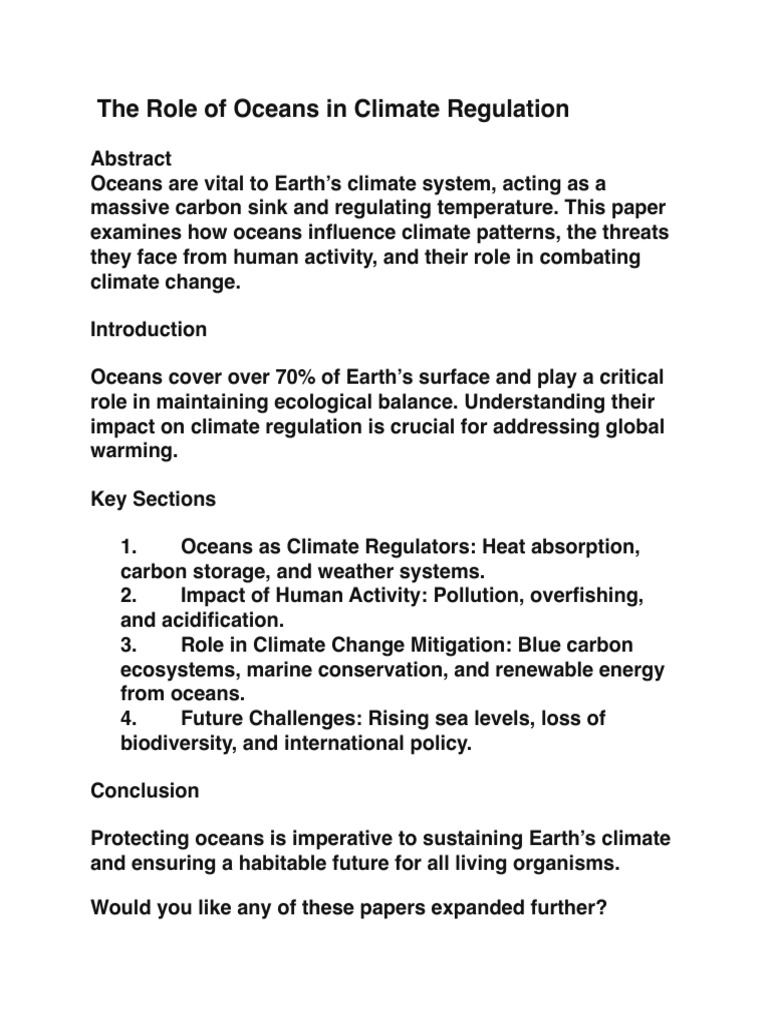 The Role of Oceans in Climate Regulation | PDF