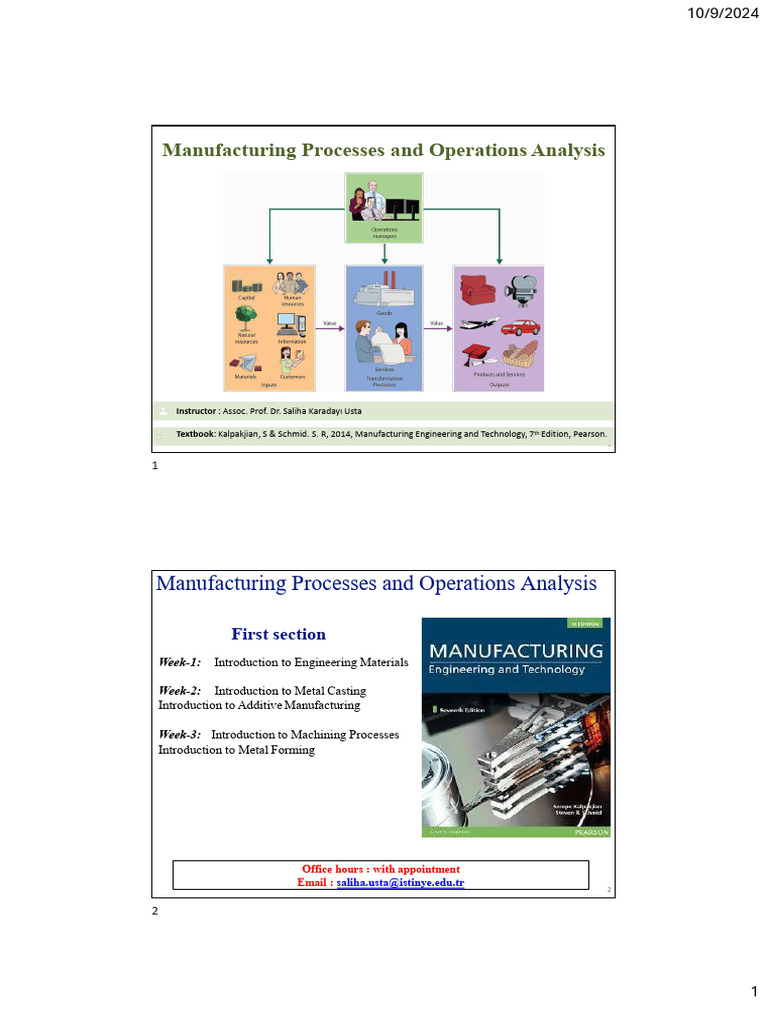 W1 - 1 - Introduction To Manufacturing Processes, Introduction To ...