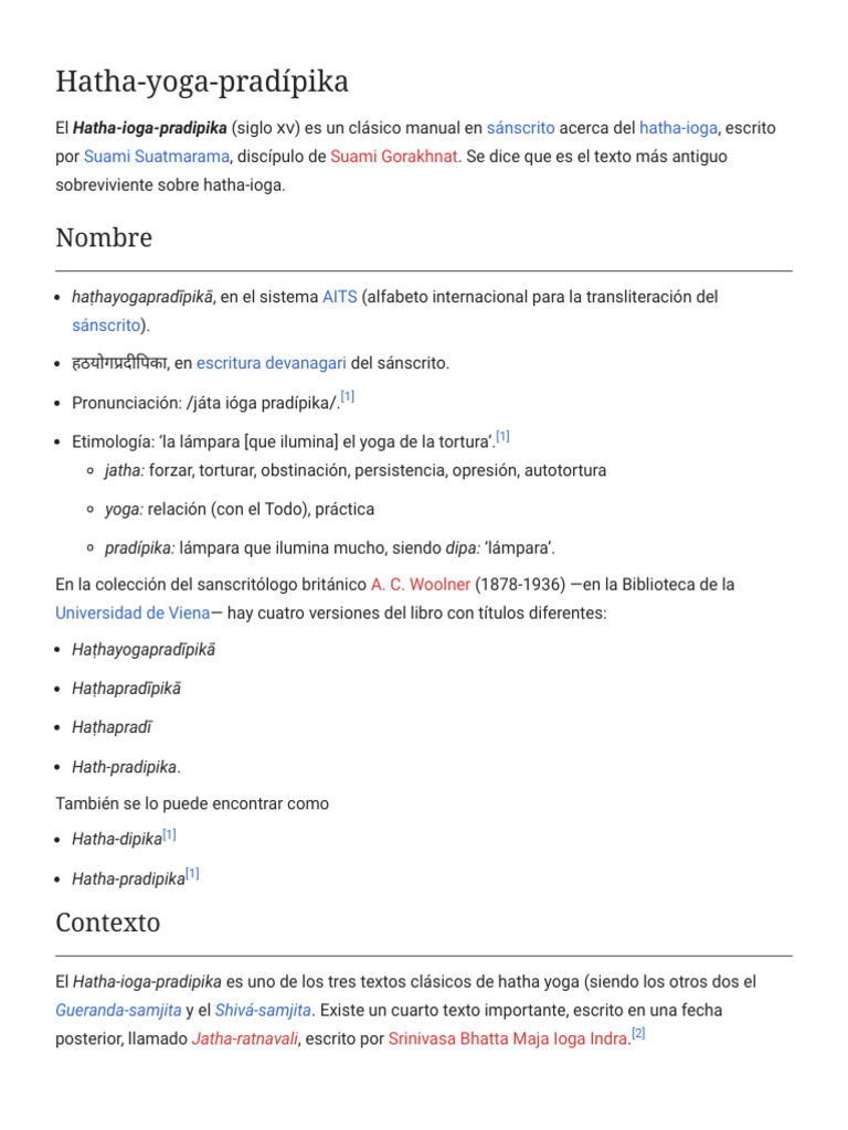 Hatha-Yoga-Pradípika - Wikipedia, La Enciclopedia Libre | PDF ...