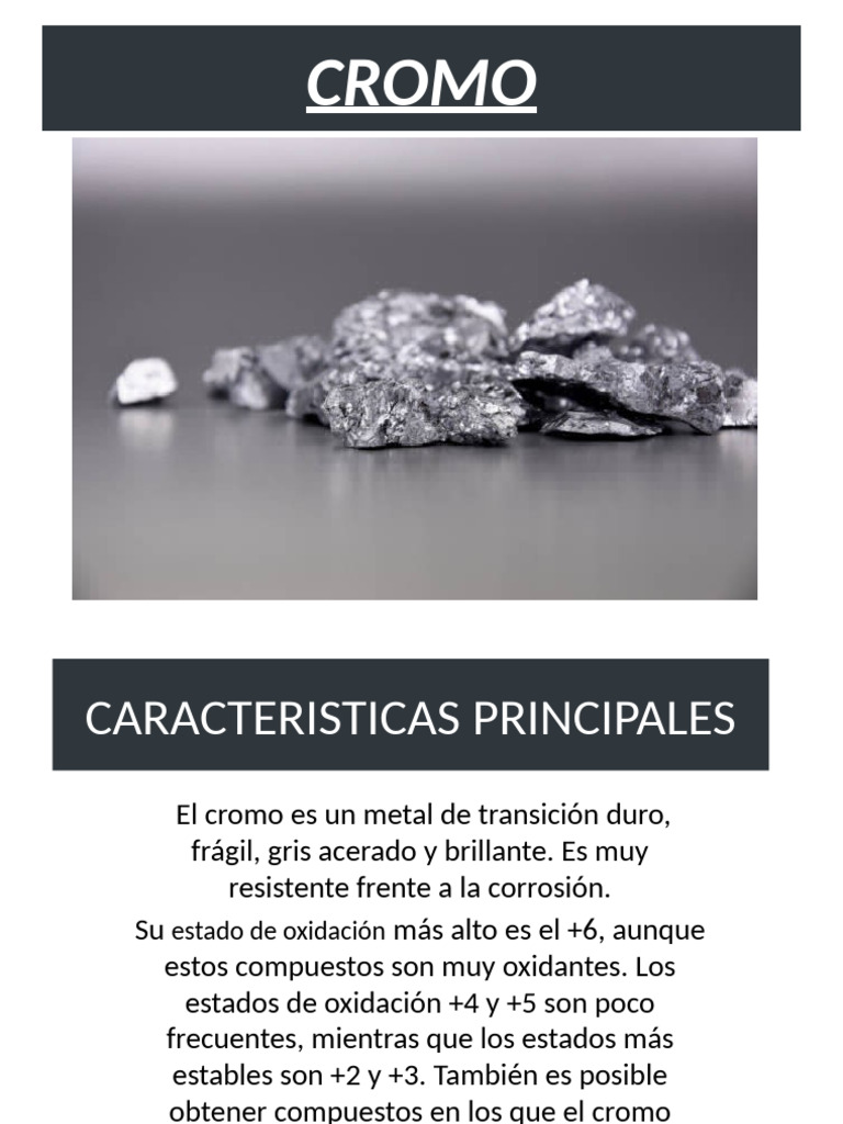 Estados de oxidación del cromo | PDF | Cromo | Átomos