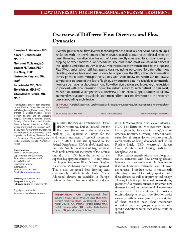 Overview of Different Flow Diverters and Flow.6 | PDF | Porosity ...