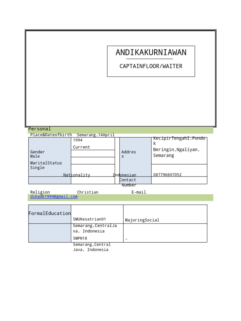 CV Andika New April 2022 2 | PDF