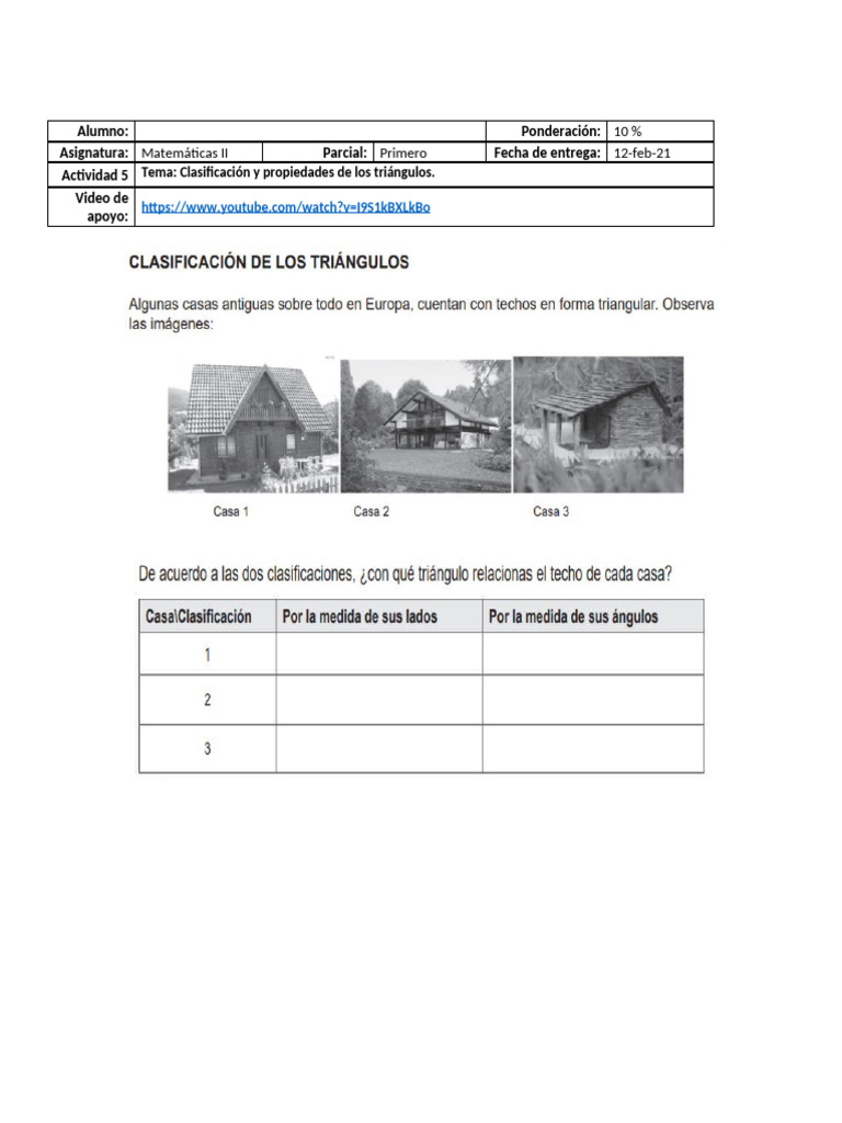 ACTV 5 Clasificación y Propiedades de Los Triángulos. | PDF